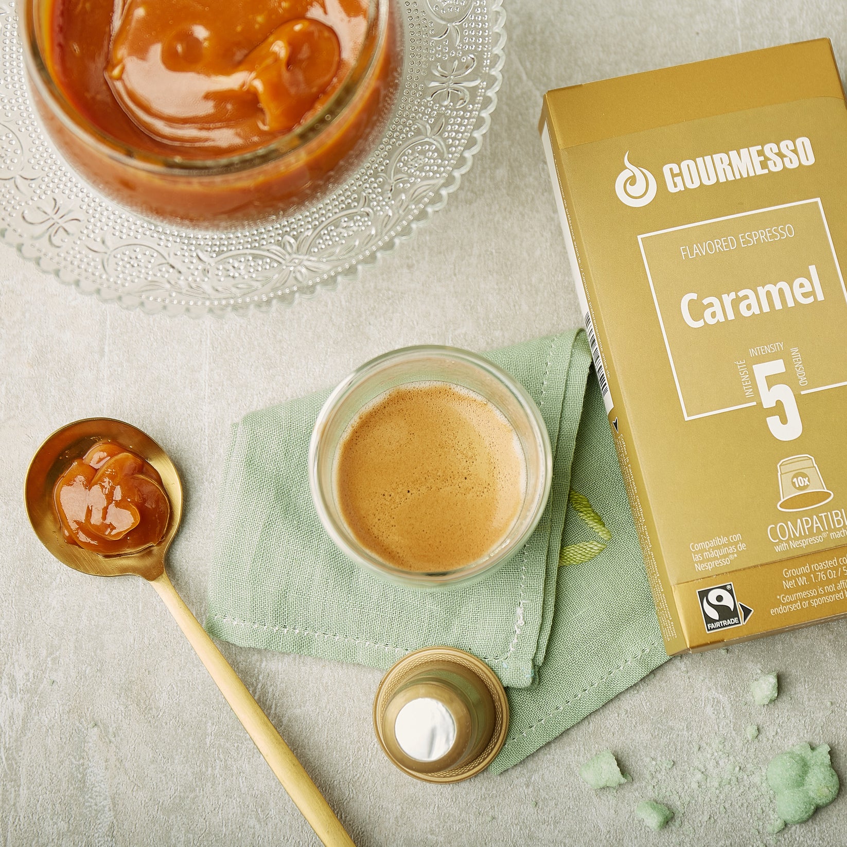 Caramel- Caramello Flavored Coffee Capsules for Nespresso Machines ...