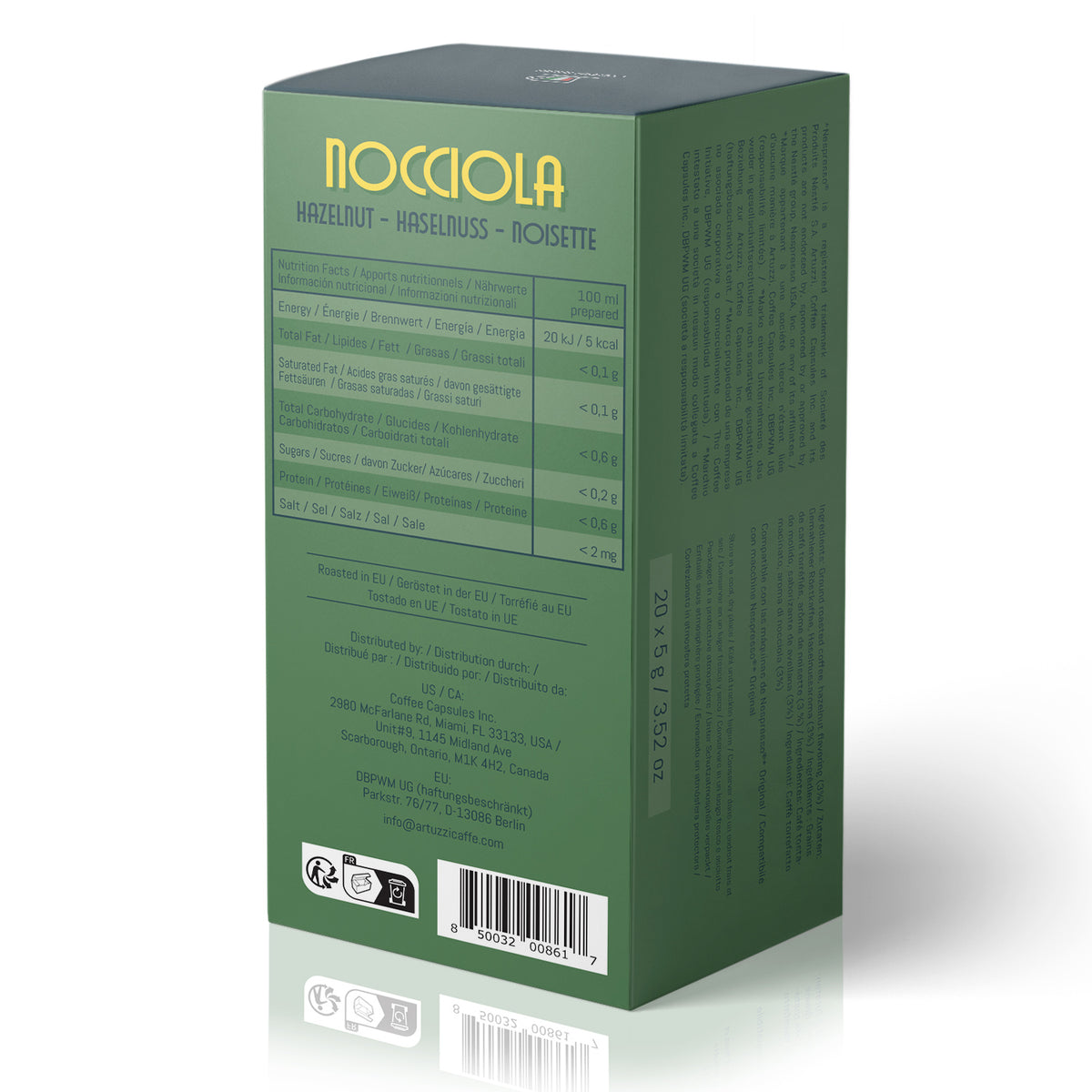 Artuzzi Asti Hazelnut 20 Aluminum Espresso Pods for Nespresso Original ...